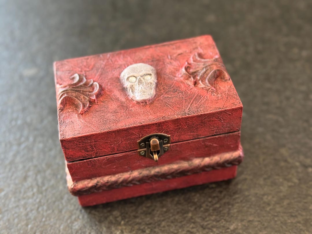 Painted Gothic Red Skull Box - Etsy