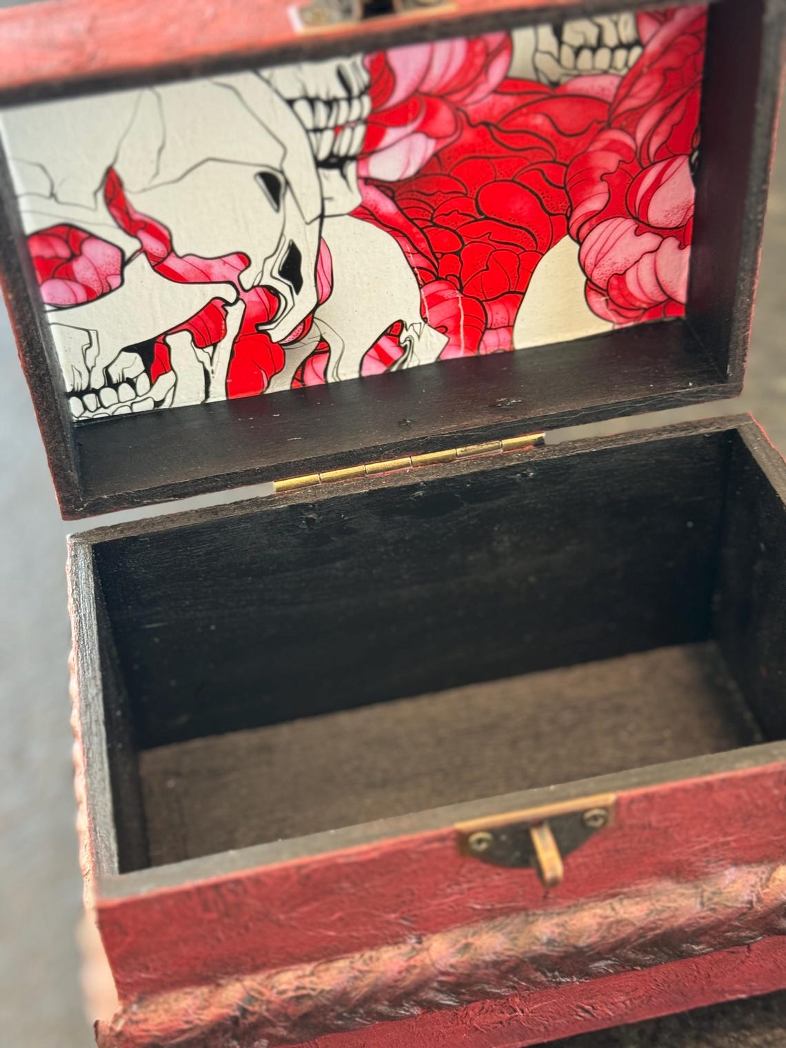 Painted Gothic Red Skull Box - Etsy
