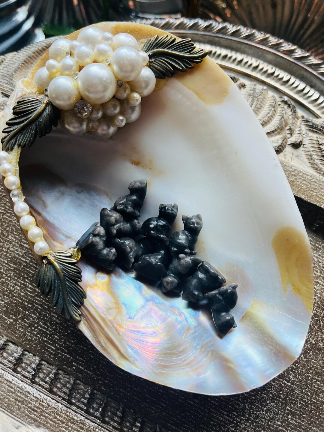Silver Sheen Obsidian Mini Cat - Etsy