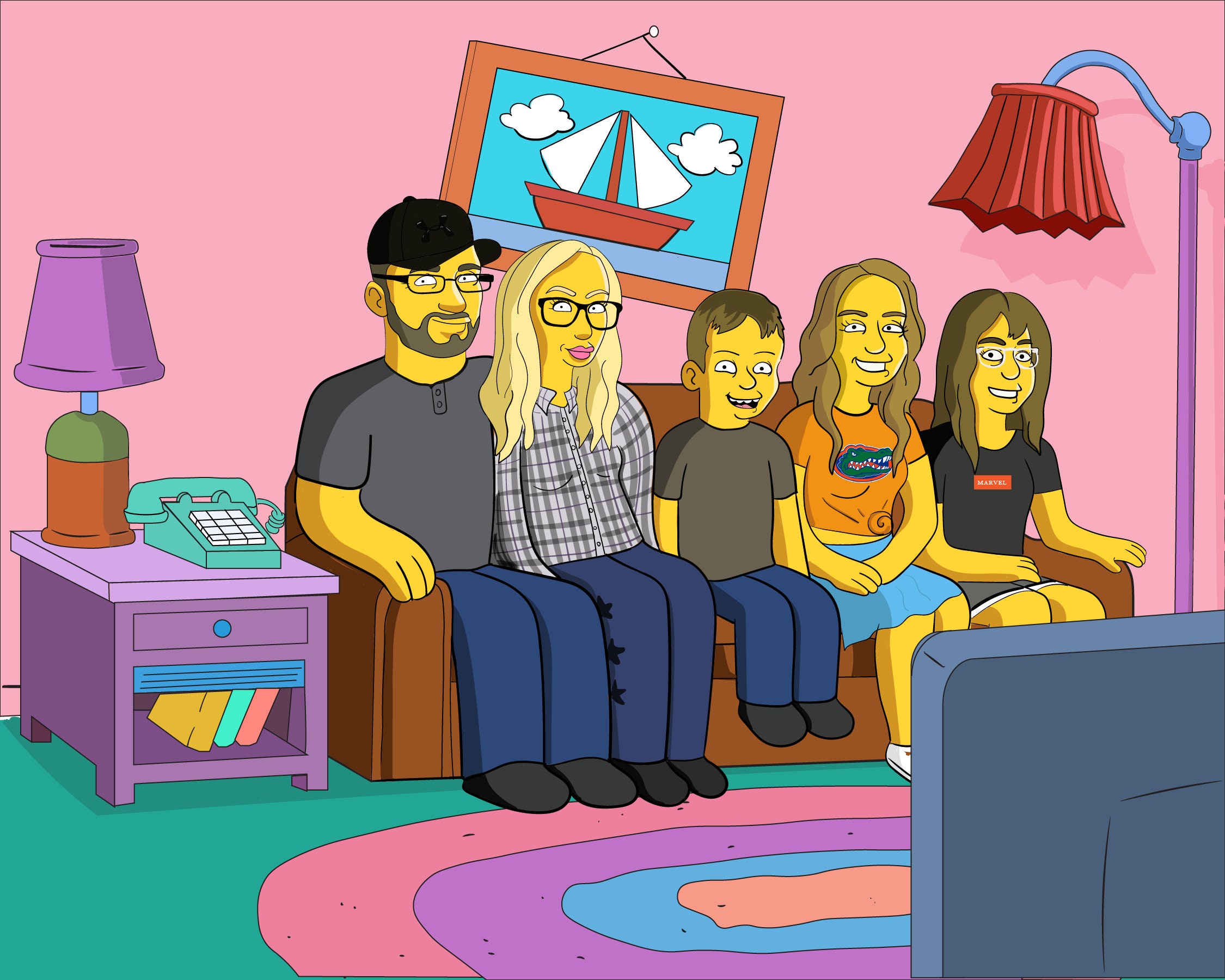 Custom Simpson Couch Cartoon Portrait - Etsy