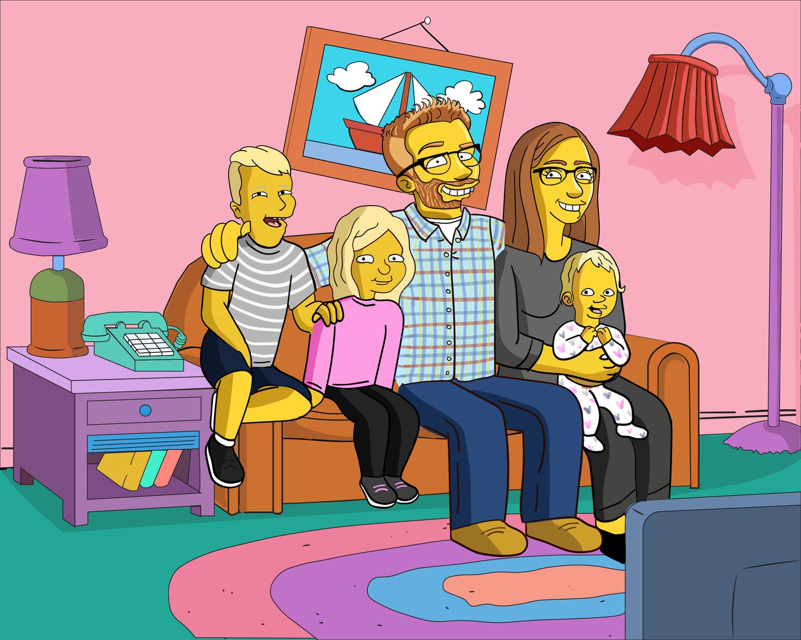 Custom Simpson Couch Cartoon Portrait - Etsy