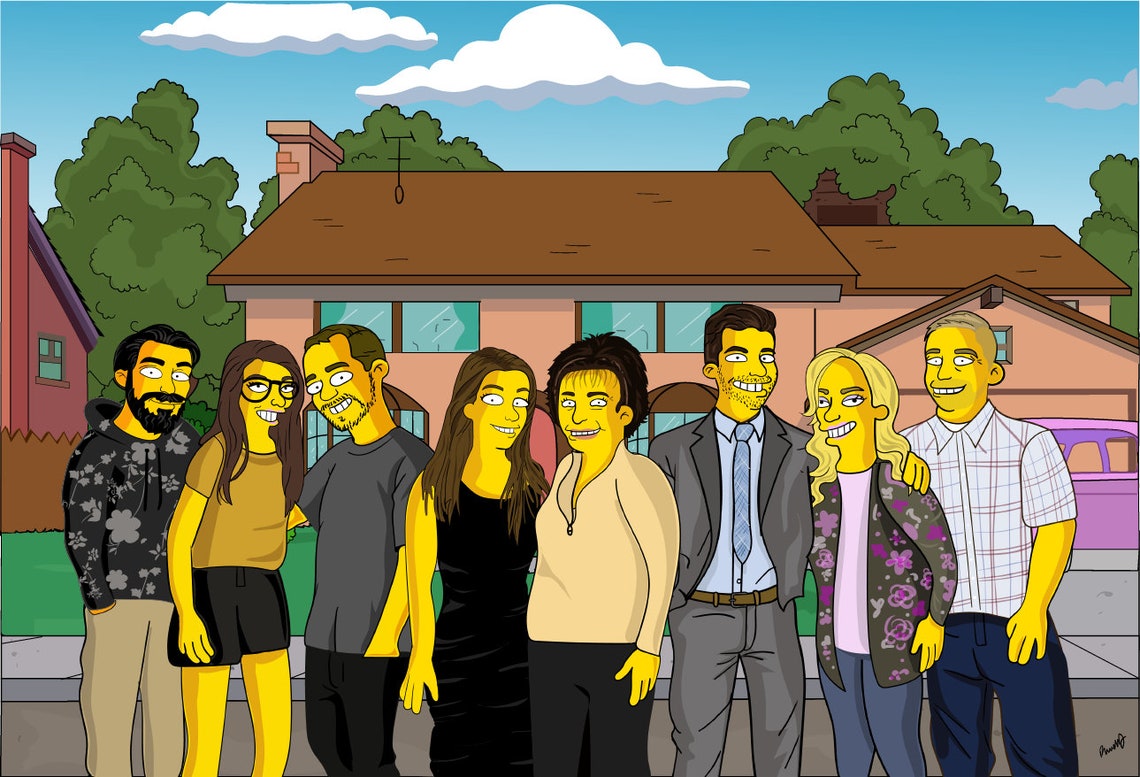 Custom Simpson House Cartoon Portrait, Couple, Anniversary, Birthday ...