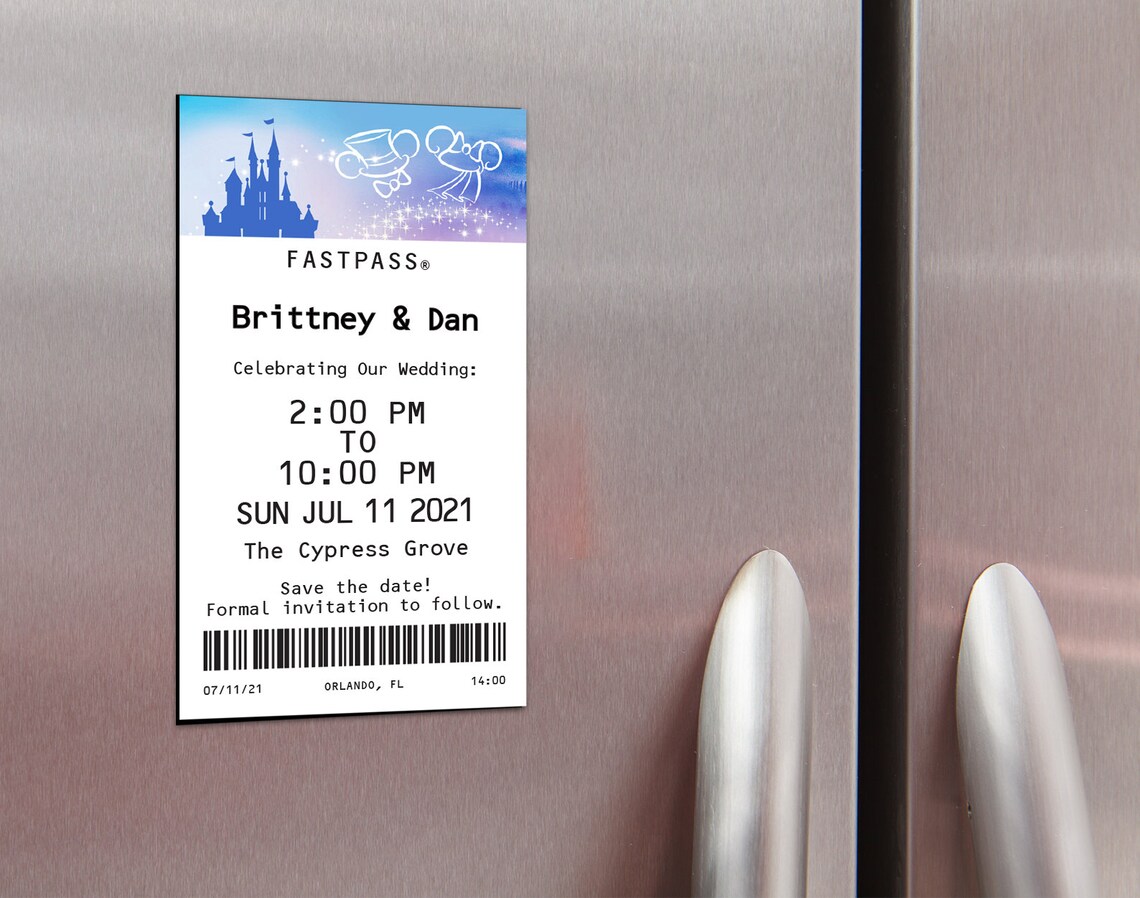 Disney Fastpass Save the Dates Wedding/birthday/shower/etc - Etsy