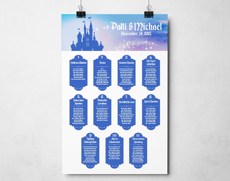 Disney Wedding Seating Chart Poster / Foam Mounted castle - Etsy