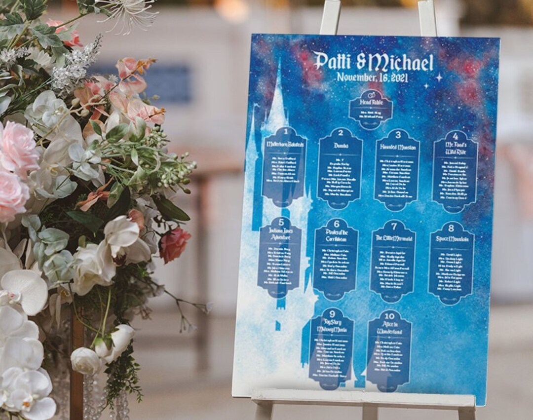 Disney Wedding Seating Chart Poster / Foam Mounted (castle, Princess ...