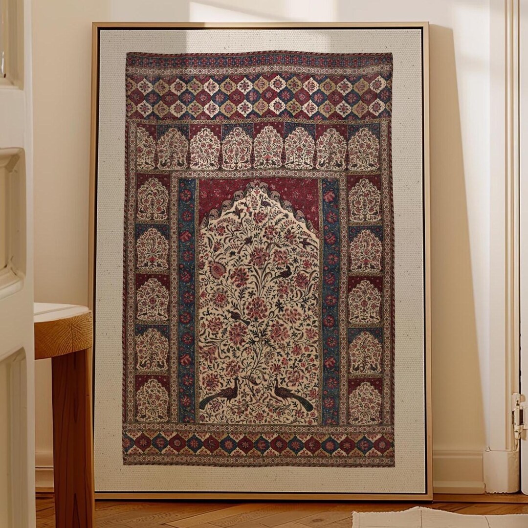 Vintage Persian Floral Wall Tapestry With Peacocks, Oriental Rug Style ...