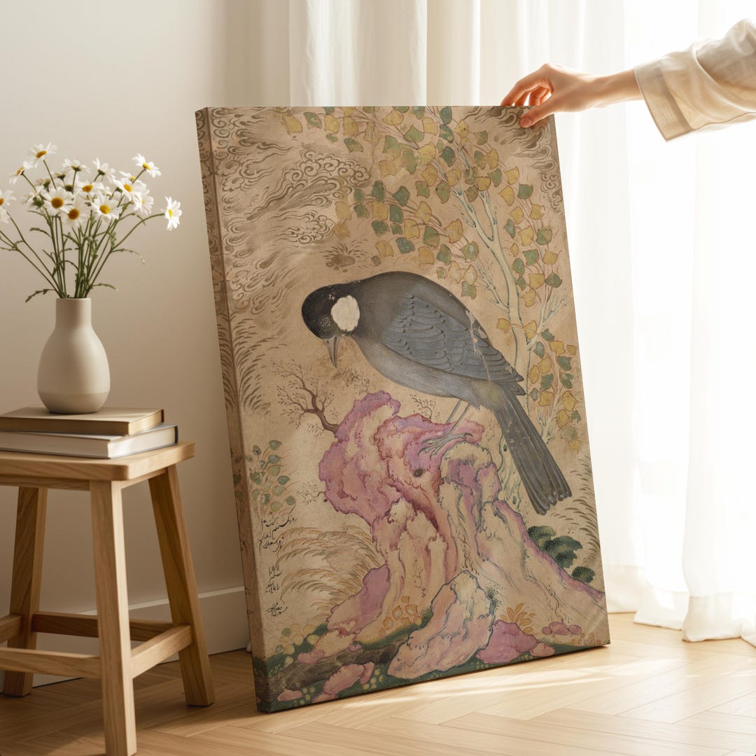 Vintage Islamic Bird Print: Mu'in Musavvir Painting, Boho Gallery Wall ...