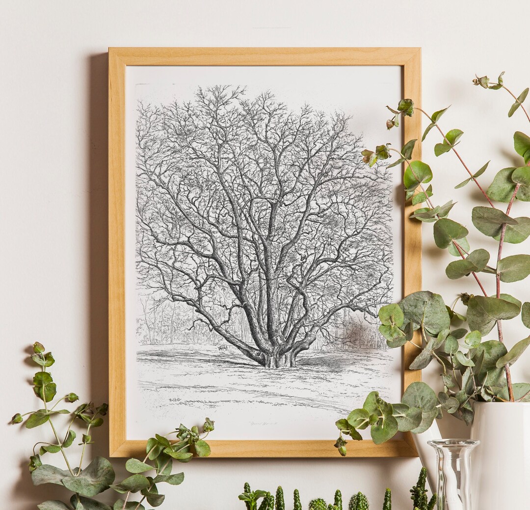 Vintage Tree Print, Vintage Neutral Tree Sketch, Botanical Rustic ...