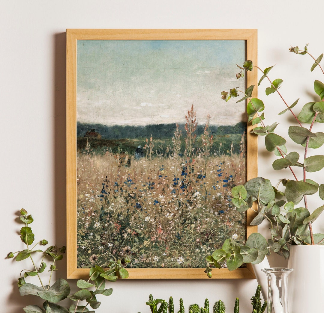 Spring Meadow Painting, Spring Summer Landscape Print, Wildflower Field ...
