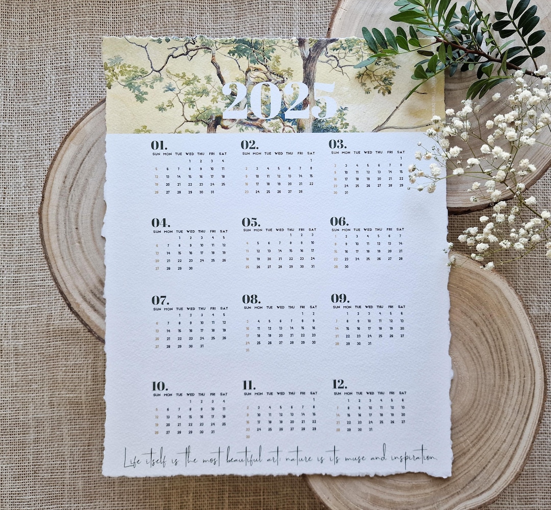 2025 Tree Wall Calendar, Deckle Edge Paper, Nature Wall Calendar, 2025 ...
