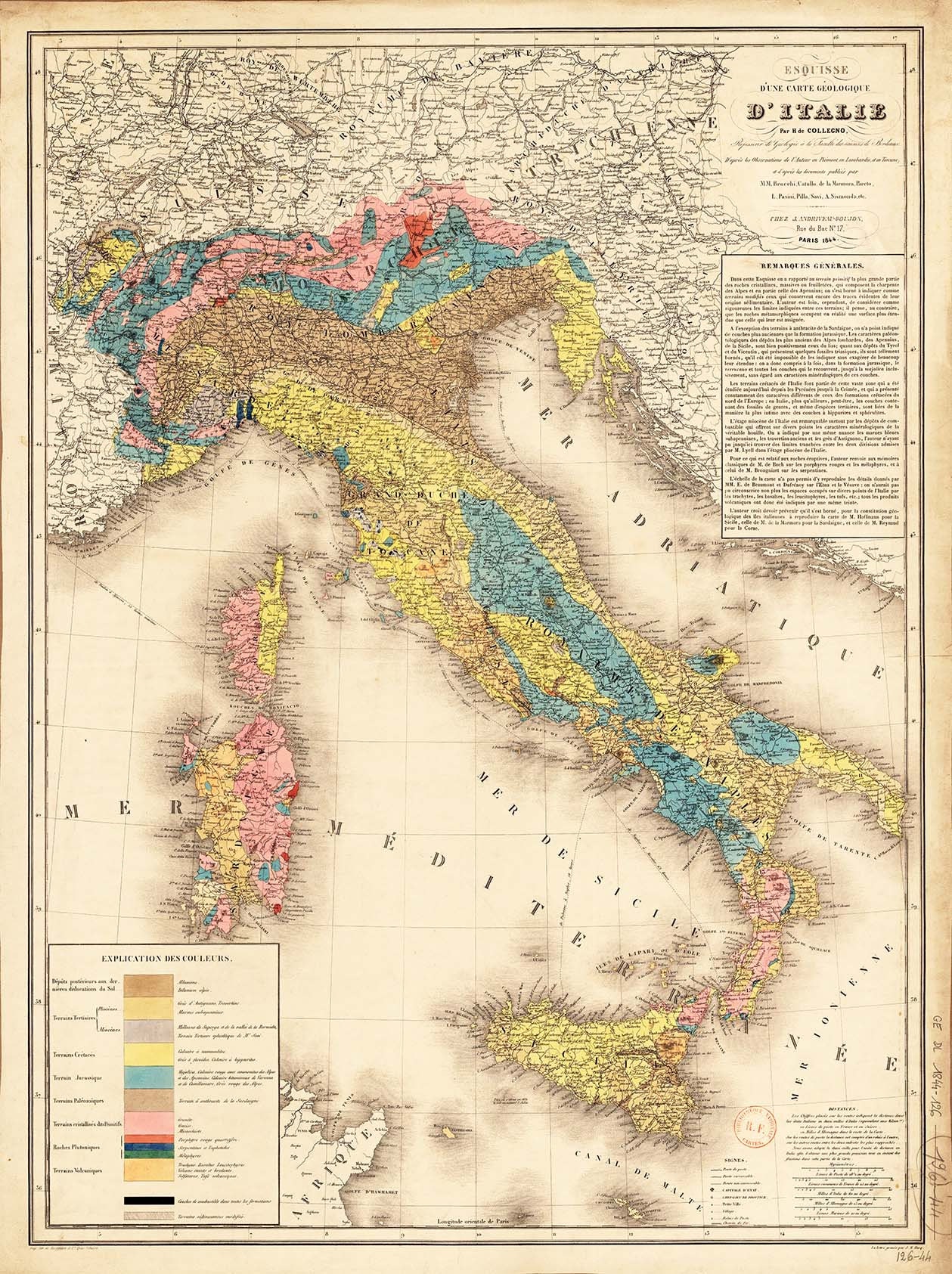 Geological Map of Italy Old map of Italy Italian map | Etsy