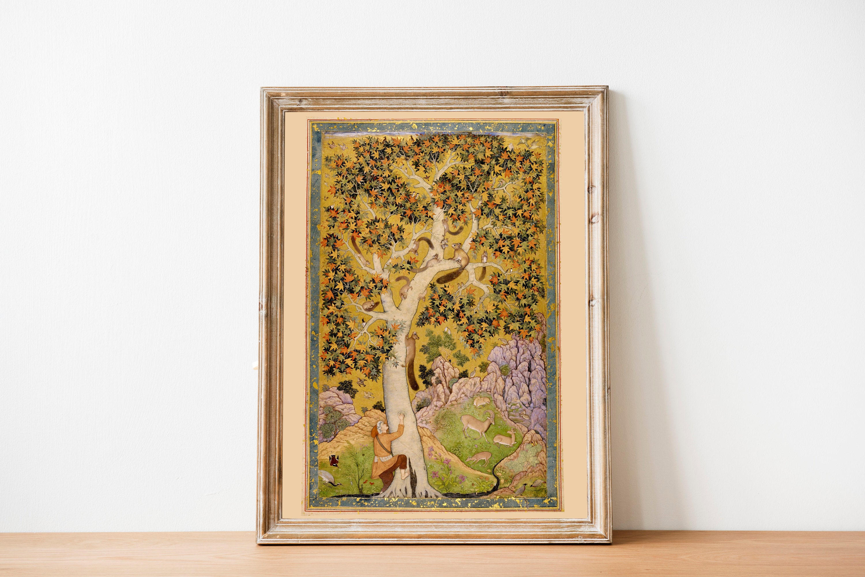 Vintage Tree Print, Abu'l Hasan And Mansur Squirrels In A Plane Tree ...