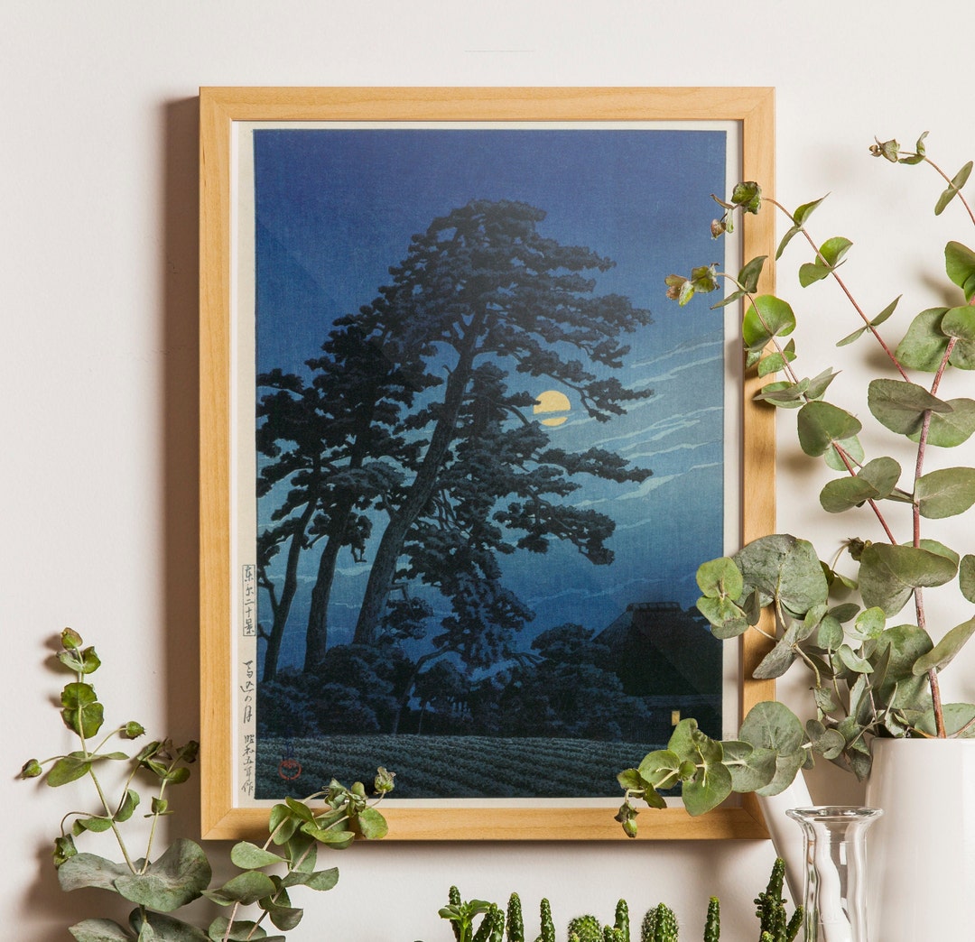 Kawase Hasui Japanese Art Print: Full Moon, Magome Woodblock - Etsy