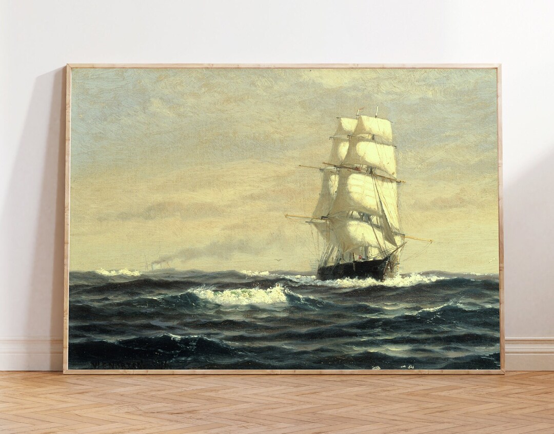Seascape Painting, Sailing Ship Painting, Nautical Decor, Old Ship ...