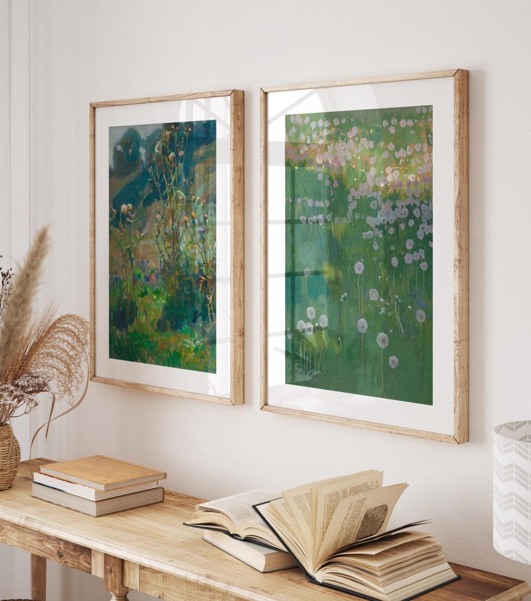 Green Meadow Landscape Art Print Set: Cottagecore Wall Decor - Etsy