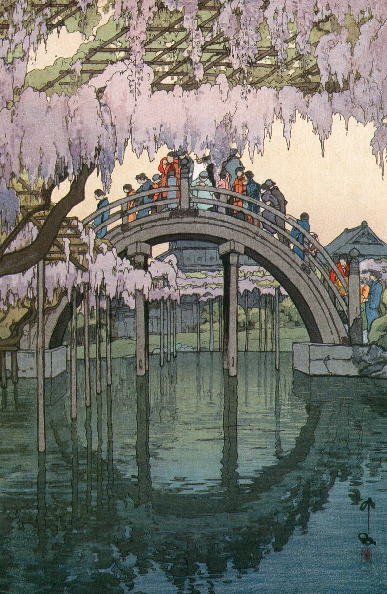 Japanese Art Print bridge of Kameido Shrine by Yoshida - Etsy