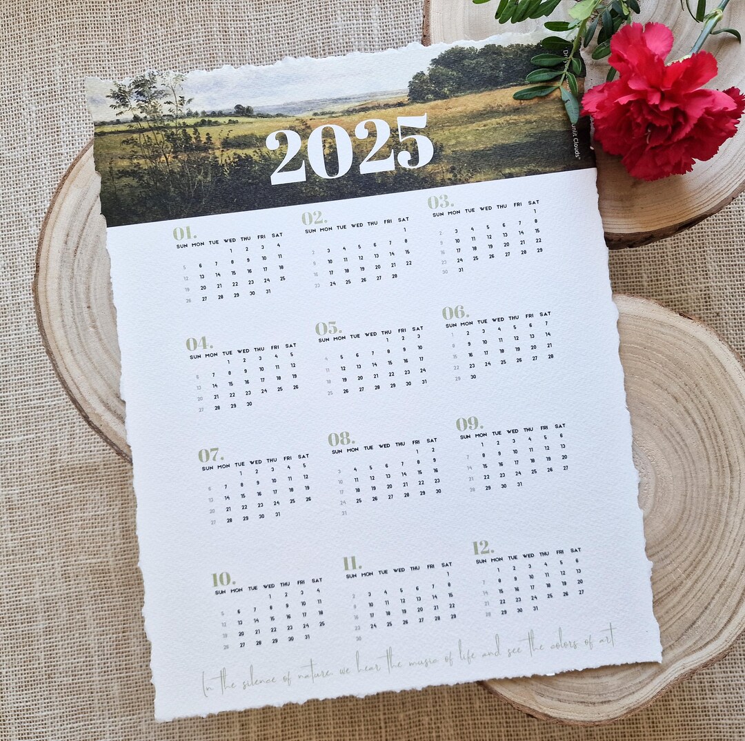 Nature Calendar 2025, Deckle Edge Paper, Rustic Wall Calendar, 2025 ...