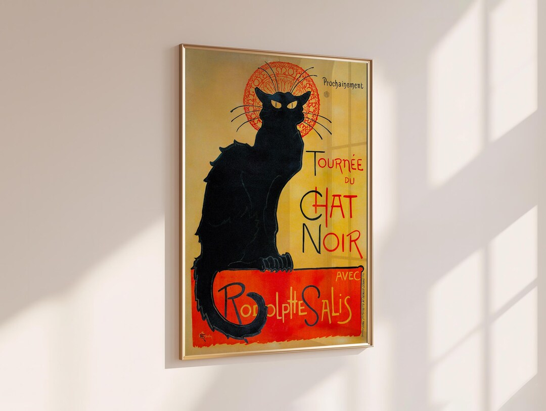 Art Nouveau Black Cat Wall Art Chat Noir Print, Vintage Wall Art Poster ...