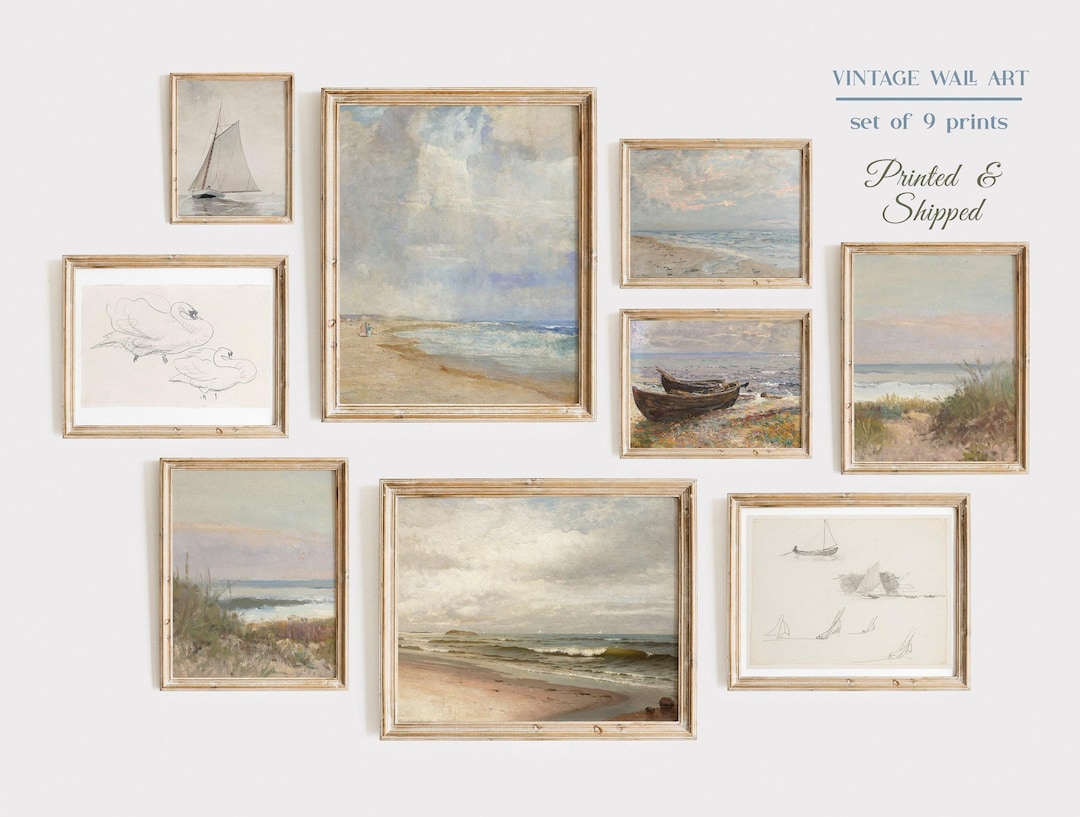 Vintage Coastal Print Set of 9: Nautical Gallery Wall Art - Etsy