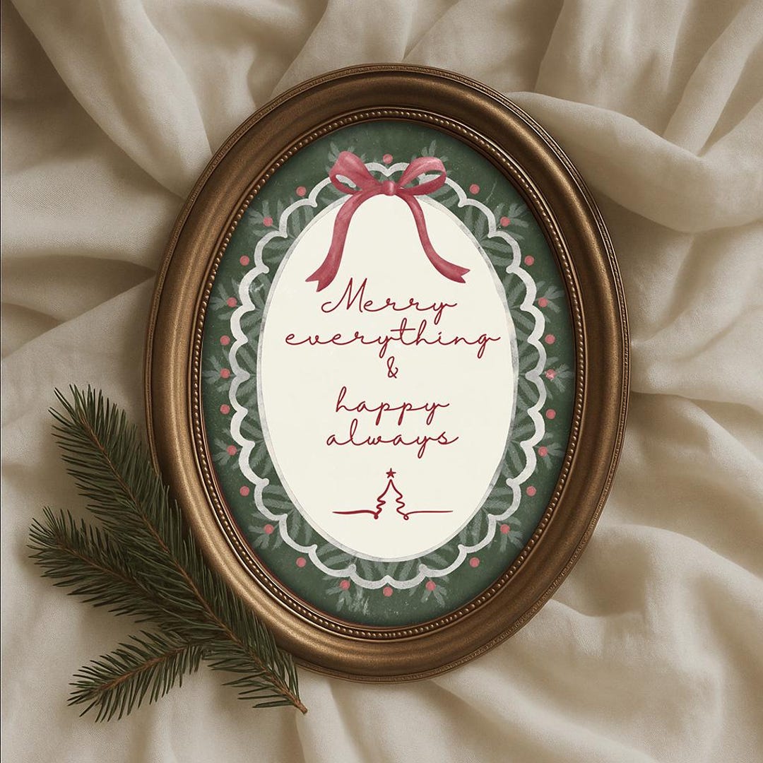 Vintage Christmas Quote Print, Coquette Holiday Wall Art - Etsy