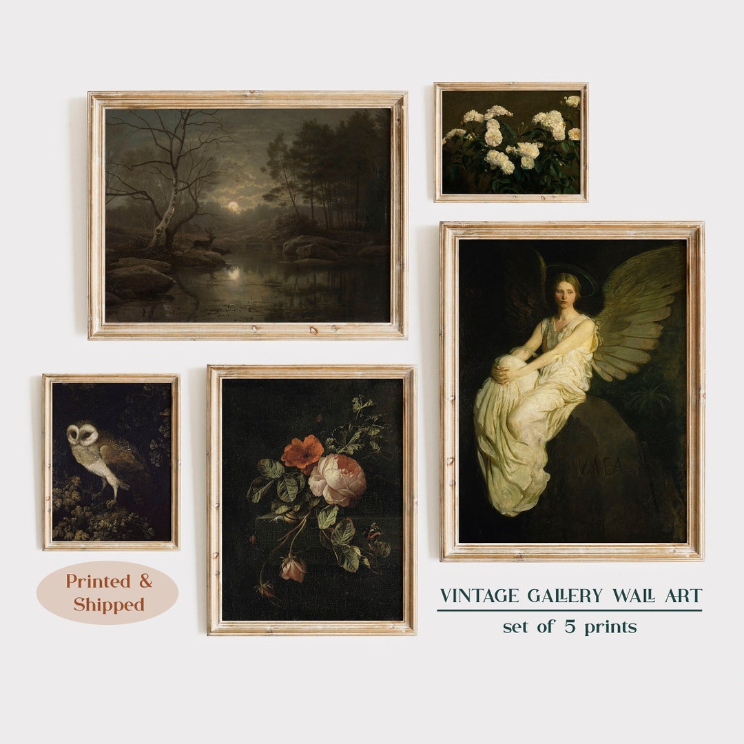 Vintage Moody Gallery Wall Print Set of 5, Victorian Painting Wall Art ...