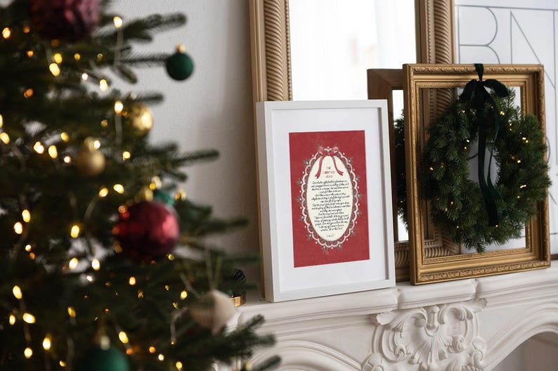 The Christmas Story Nativity Bible Verse Holiday Wall Art Red Bow ...