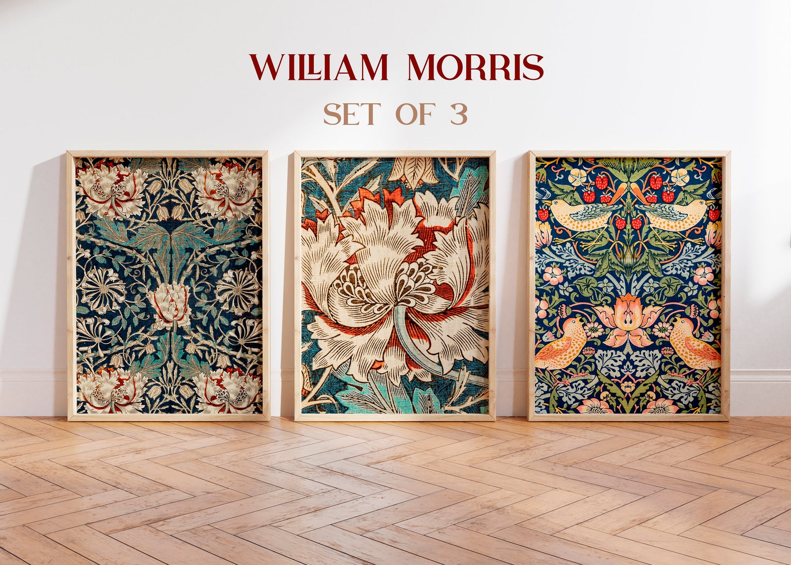 William Morris Print Set of 3 Art Nouveau Arts and Crafts - Etsy