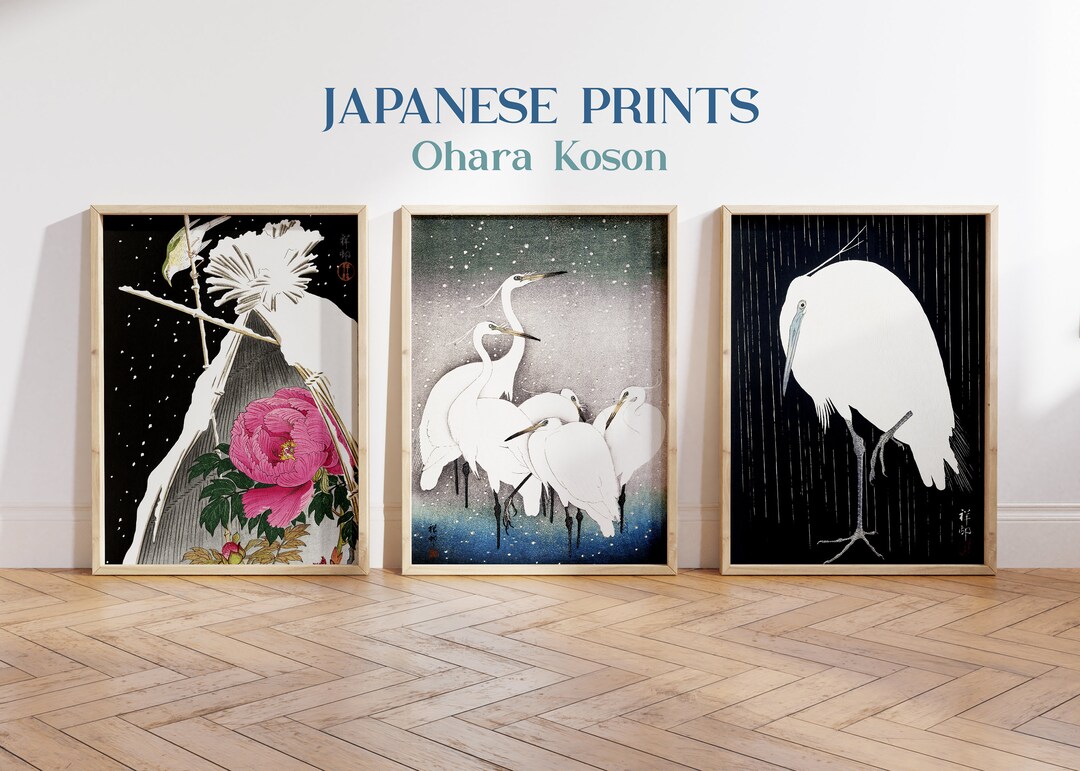 Japanese Prints Set of 3, Ohara Koson Prints, Ohara Koson, Koson ...