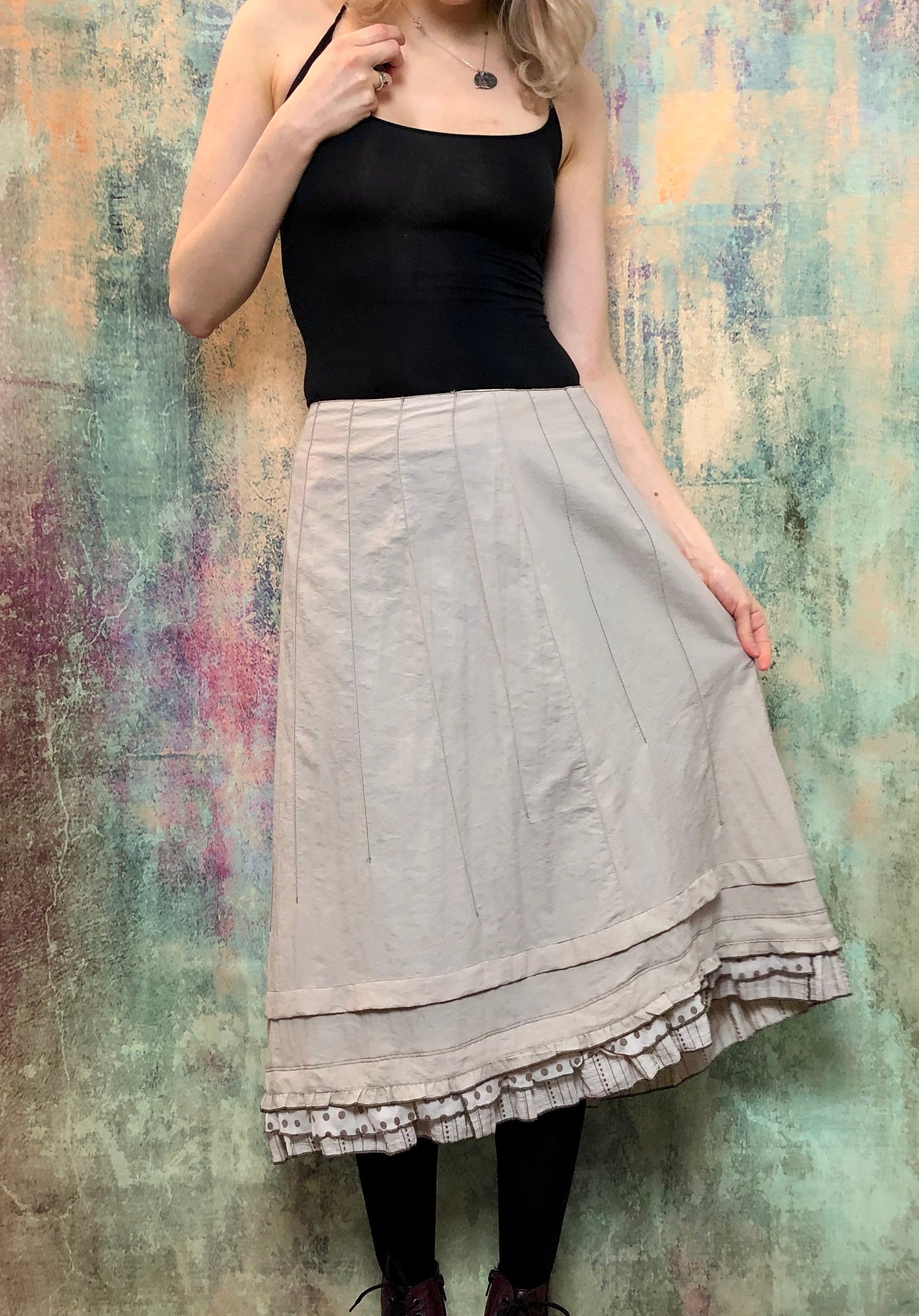 Beige Frilled Skirt Quirky Funky Skirt Designer Vintage | Etsy