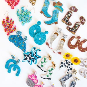 Seasonal Rodeo Earrings | Beaded Western Earrings | Cowboy Boot ...