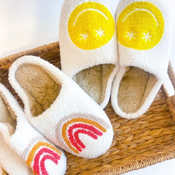 Smiley Face Slippers - Etsy