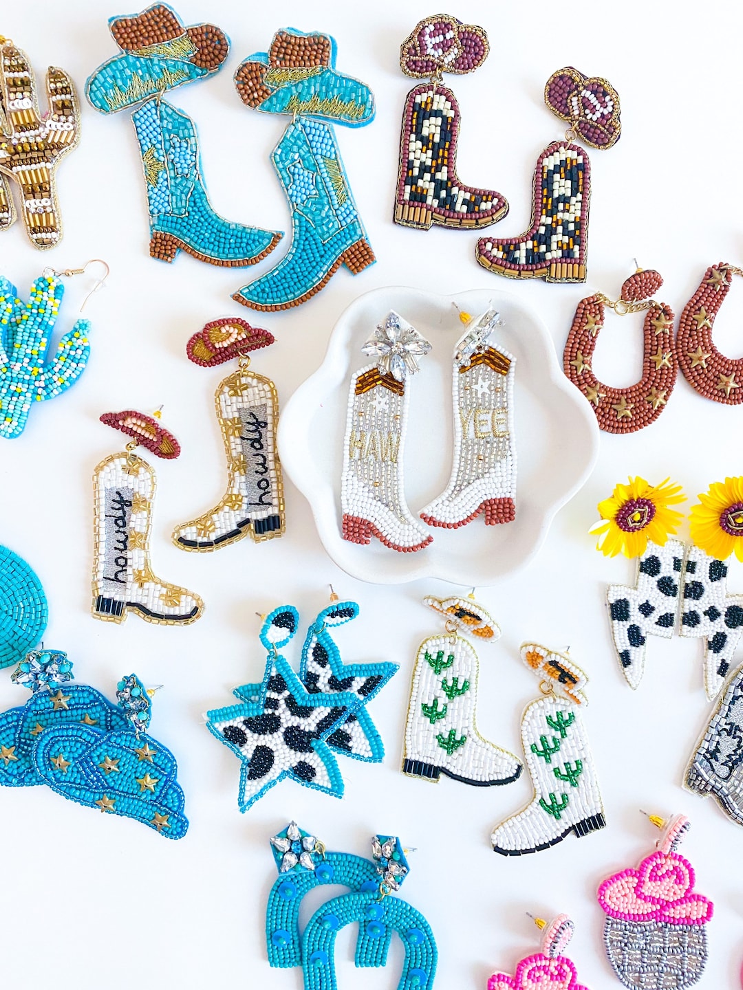 Seasonal Rodeo Earrings | Beaded Western Earrings | Cowboy Boot ...