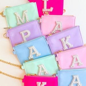 Initial Keychain Wallet With Chenille Letter Patch | Coin Purse ...