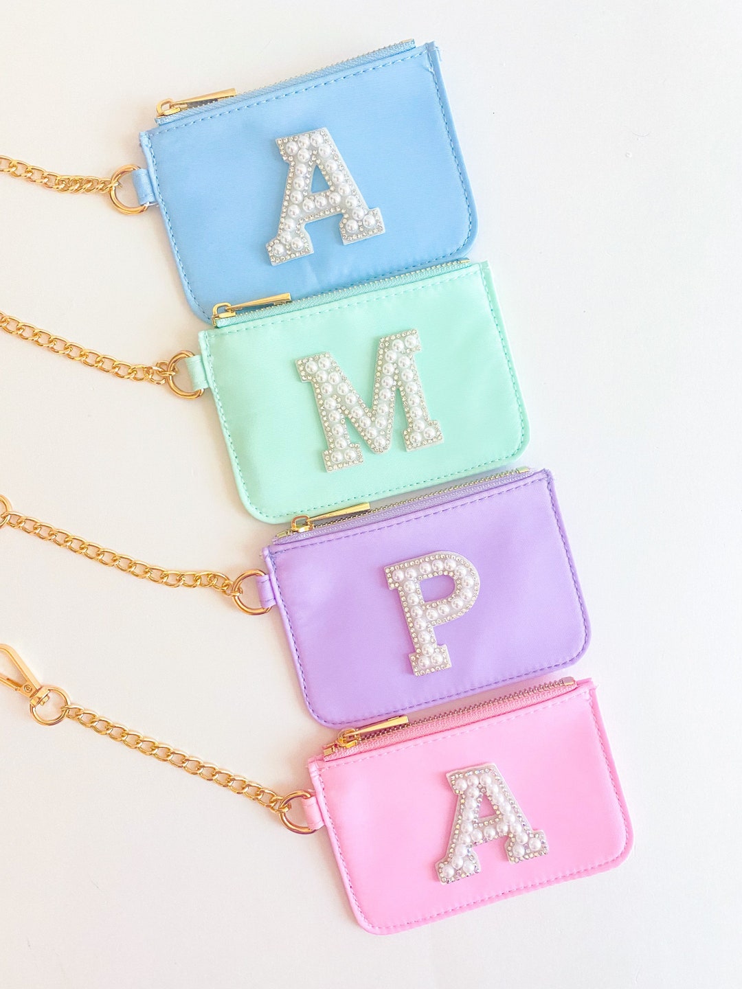 Initial Keychain Wallet With Chenille Letter Patch | Coin Purse ...
