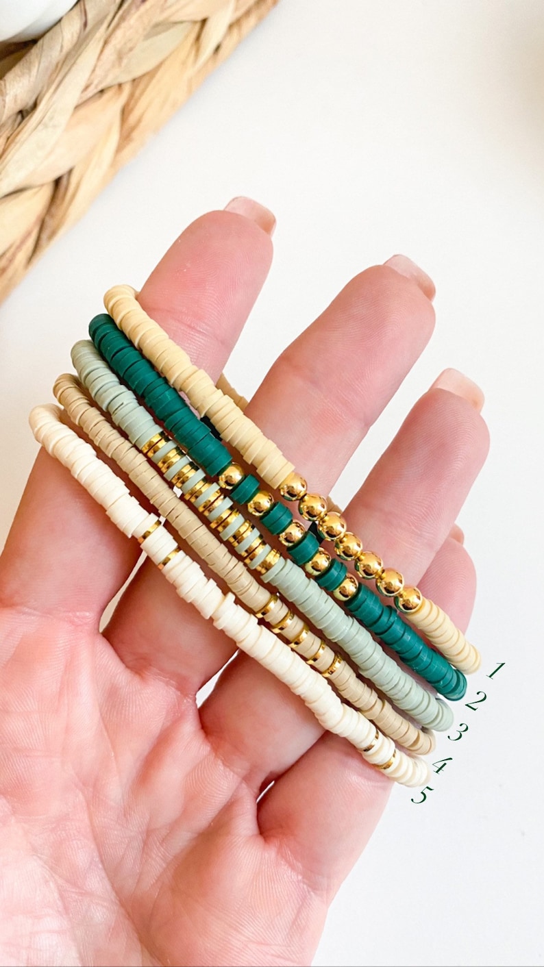 Heishi Bracelet Polymer Clay Disc Bracelet Stack Bracelet - Etsy