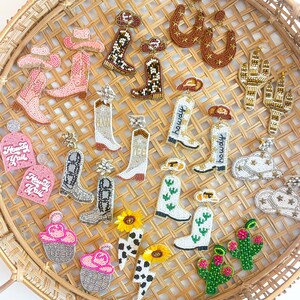 Seasonal Rodeo Earrings | Beaded Western Earrings | Cowboy Boot ...