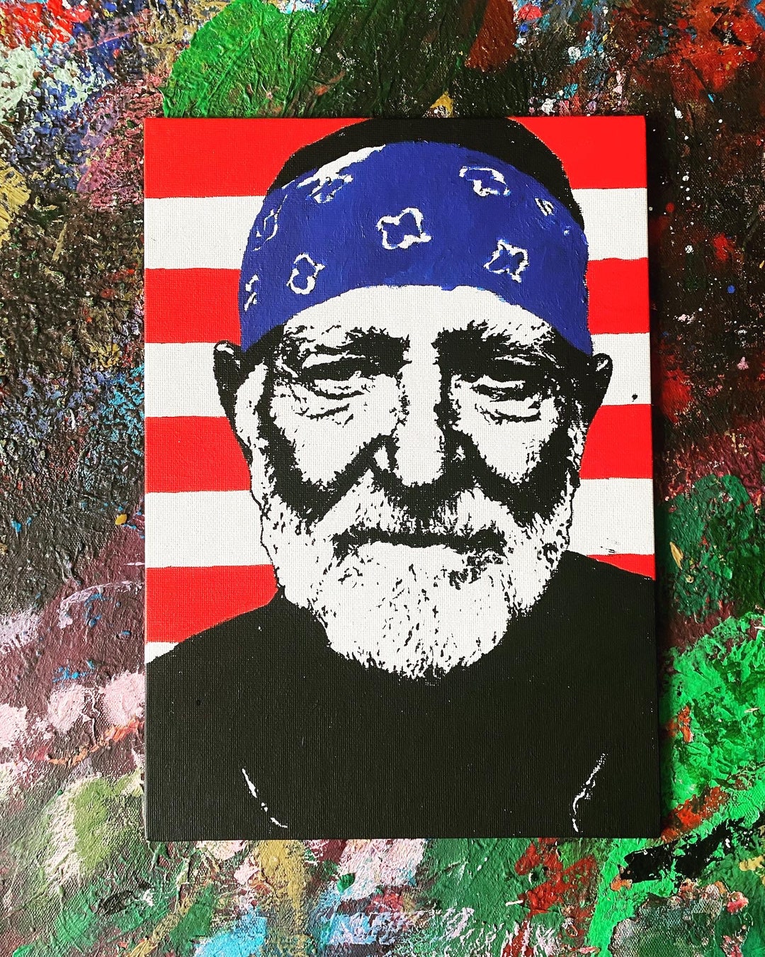 Willie Nelson Art Print From Original Painting High - Etsy
