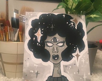 Crystal Ball Third Eye 11x14 Acrylic Canvas Painting - Etsy