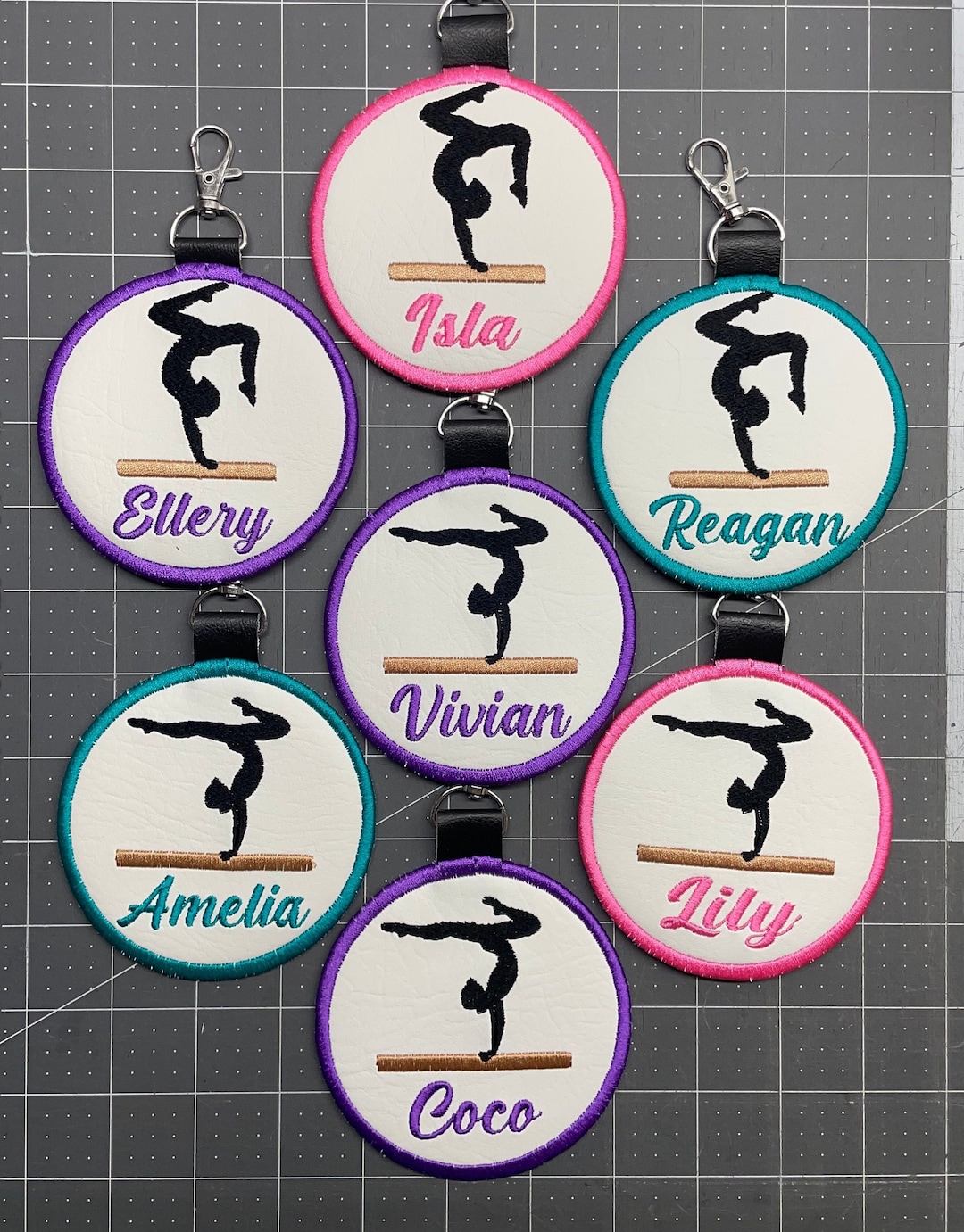 4 Inch Faux Leather Personalized Gymnastics Bag Tag, Backpack Name Tag ...