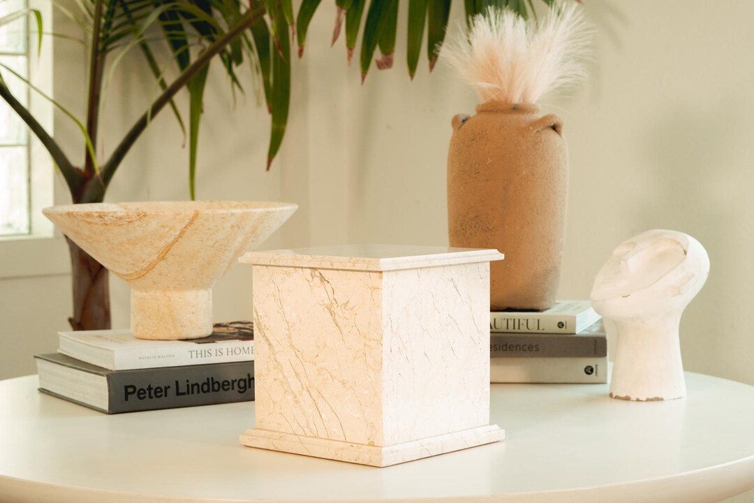 Modern Natural Beige Marble Box Cremation Urn for Ashes (full Size ...
