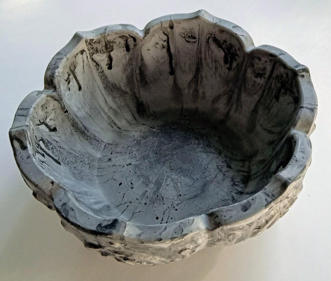 Gypsum Plaster Rose Bowl, Plaster Bowl, Flower Bowl, Pastel Black Bowl ...