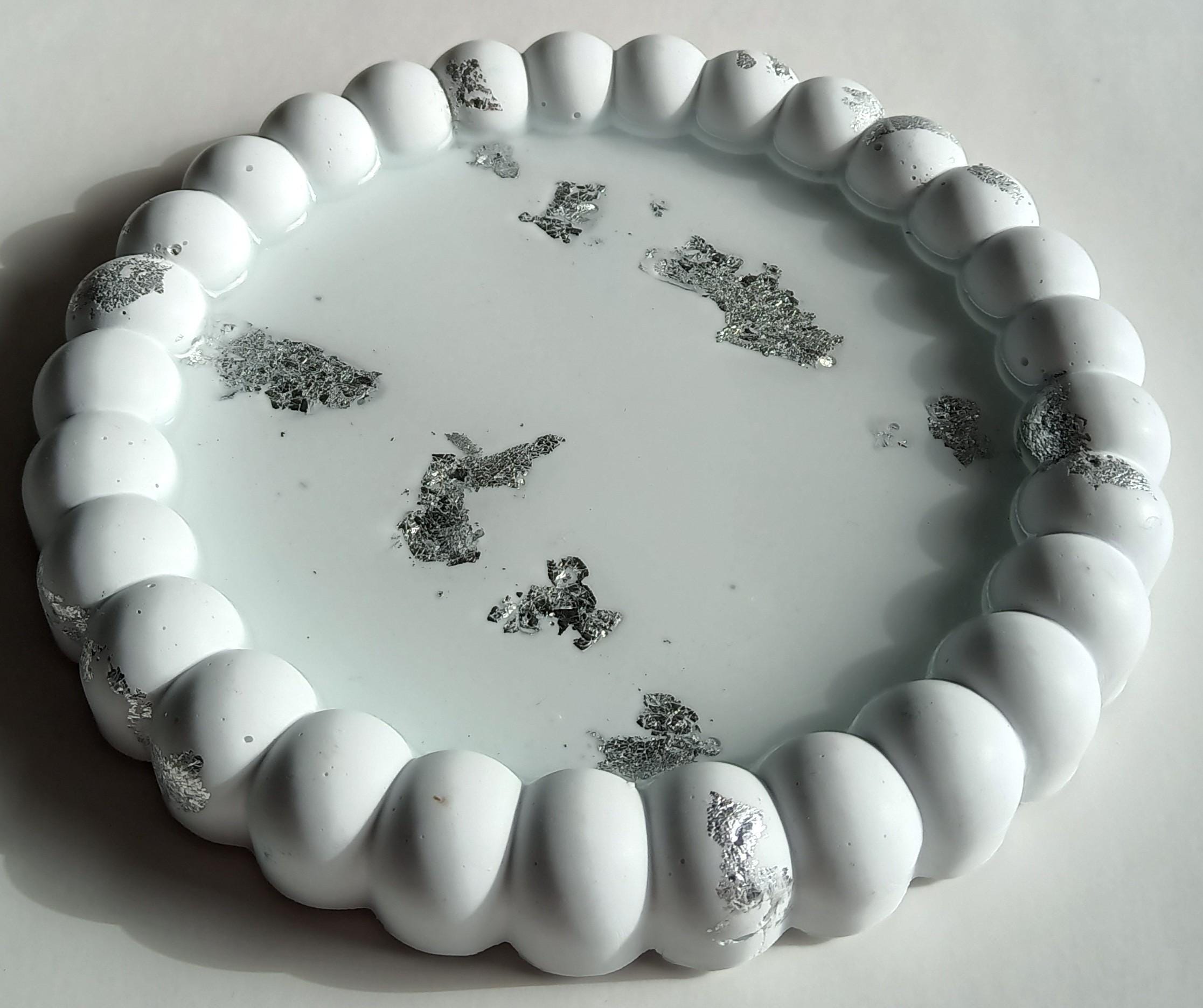 Gypsum Plaster Coaster With Silver Foil and Resin, Desk Décor - Etsy