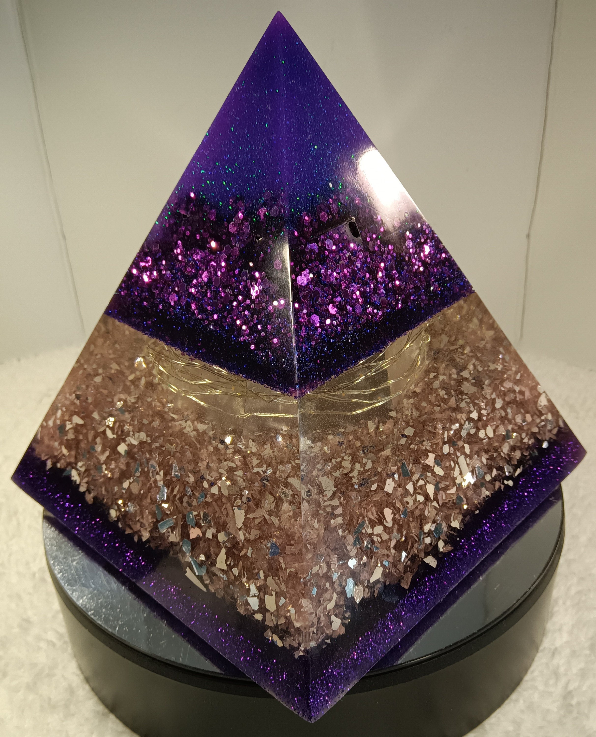 Resin Lighted Pyramid, Purple Lovers, Purple Lights, Unique, One of a ...