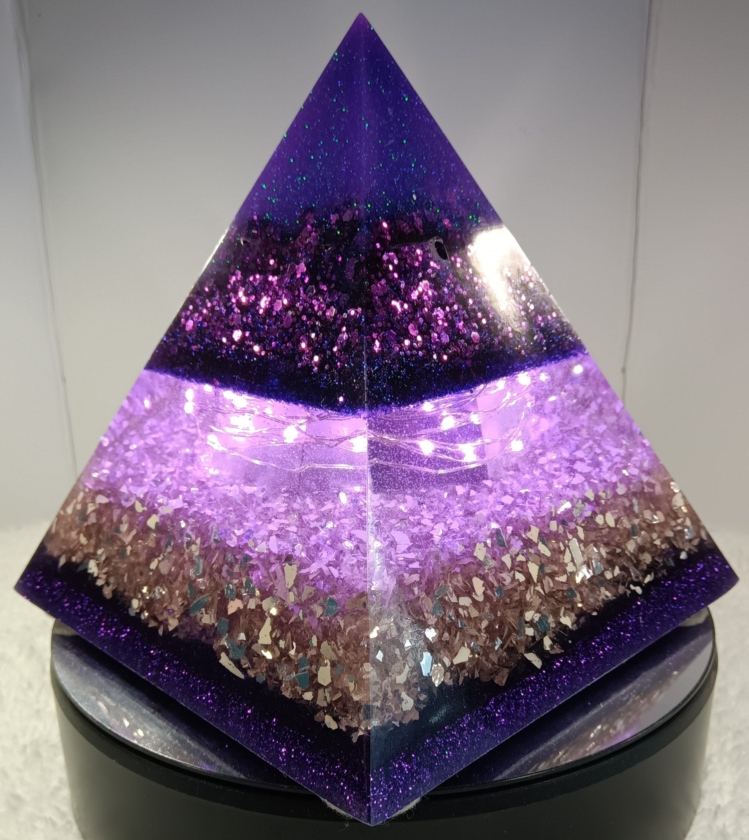 Resin Lighted Pyramid, Purple Lovers, Purple Lights, Unique, One of a ...
