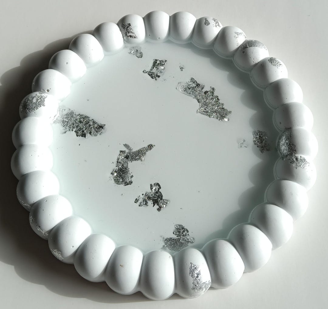 Gypsum Plaster Coaster With Silver Foil and Resin, Desk Décor - Etsy