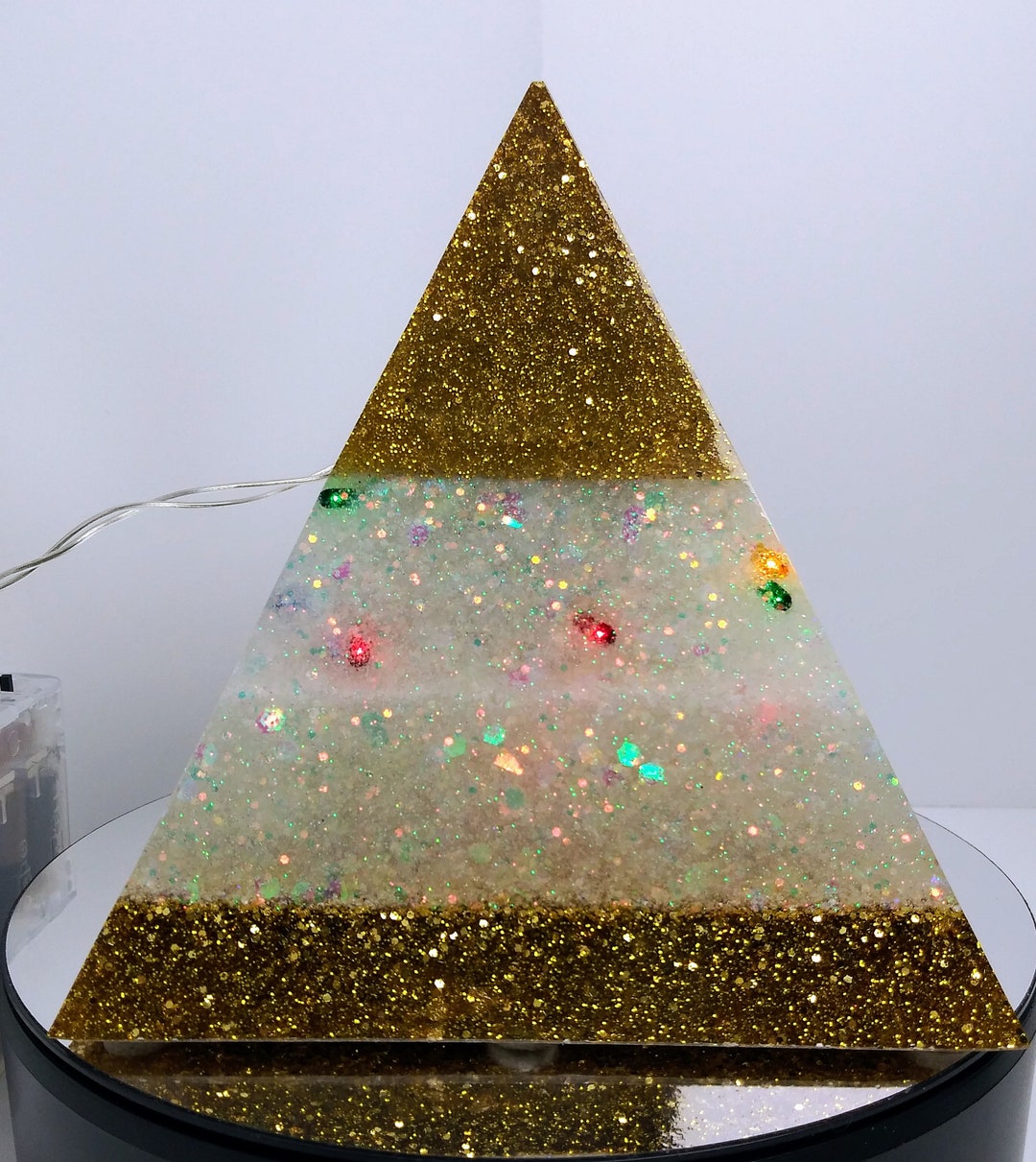 Resin Lighted Pyramid, Gold, White, Multi-colored Lights - Etsy