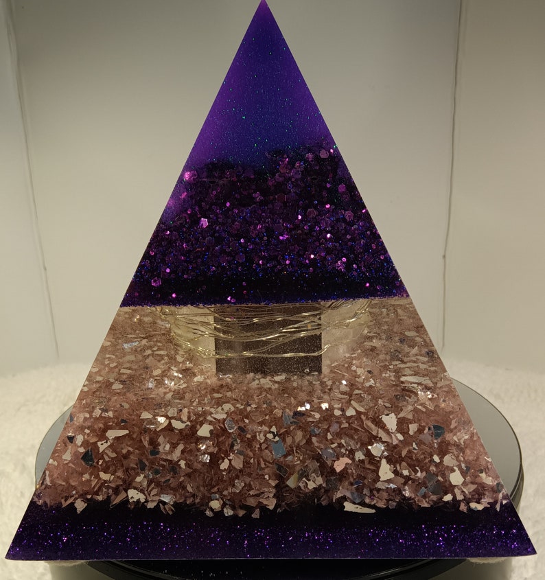 Resin Lighted Pyramid, Purple Lovers, Purple Lights, Unique, One of a ...
