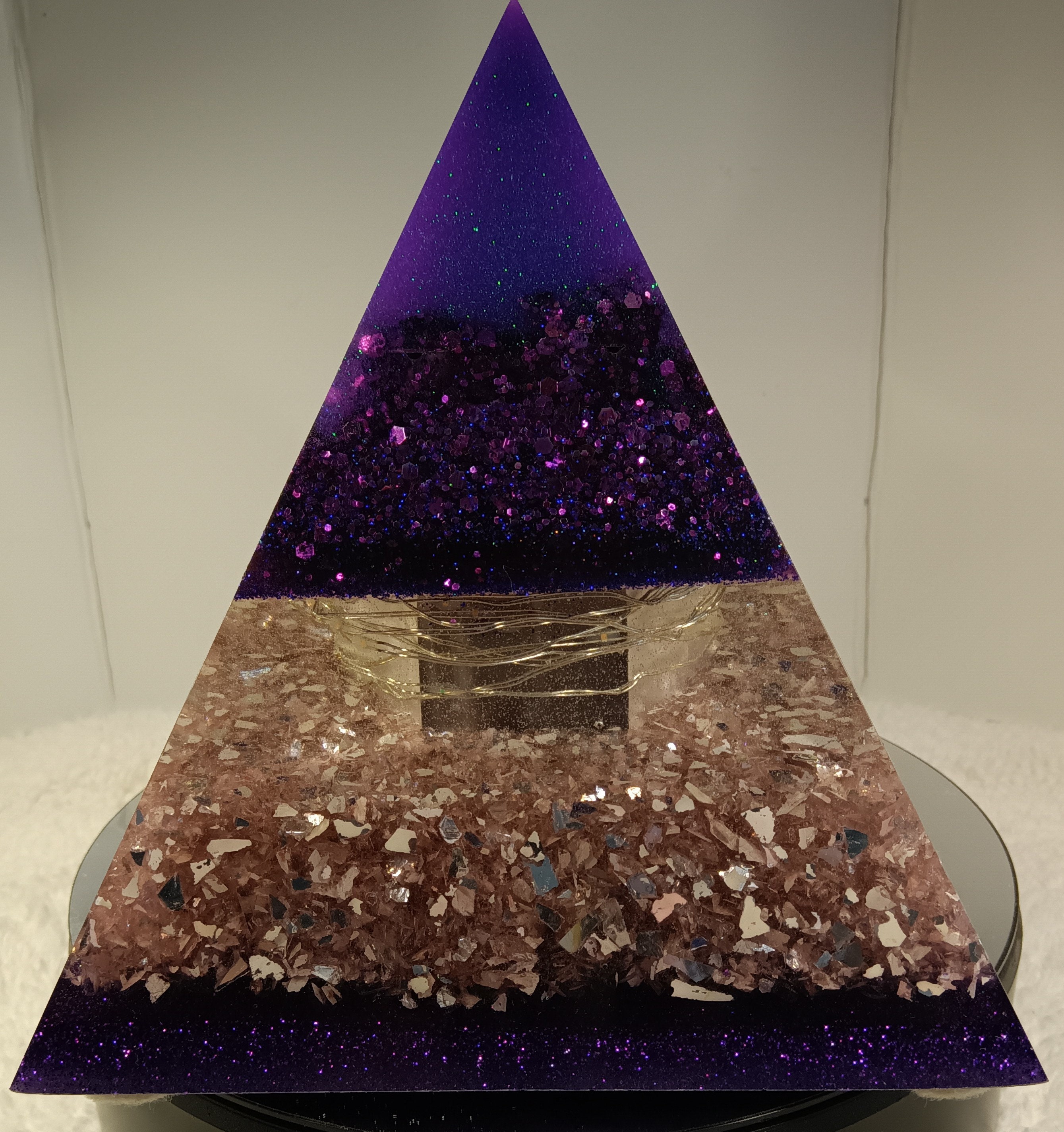 Resin Lighted Pyramid, Purple Lovers, Purple Lights, Unique, One of a ...