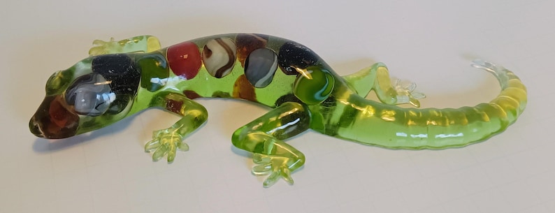 Resin Gecko With Marbles: Unique Desk Decor Figurine - Etsy