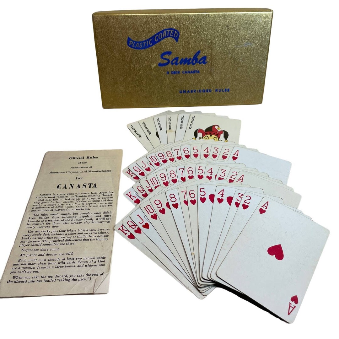 Samba Three Deck Canasta Set Gold Box Trees Souvenir of Calif - Etsy